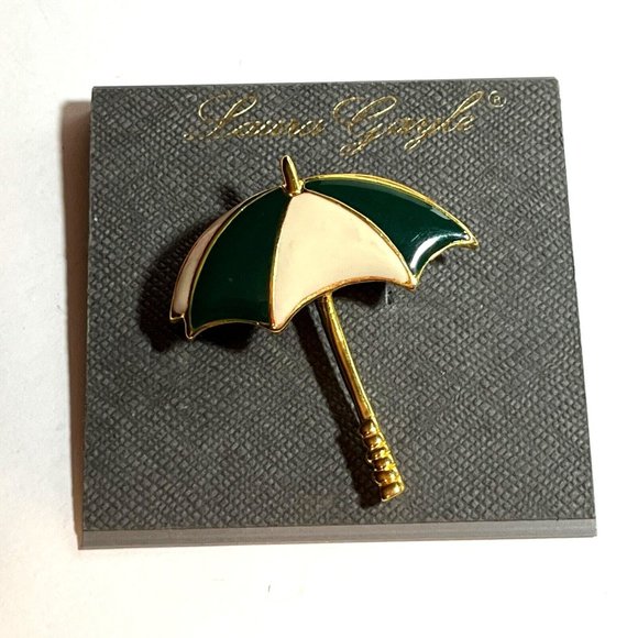 Laura Gayle | Jewelry | Laura Gayle Enamel Green White Umbrella Lapel ...
